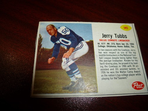 1962 JERRY TUBBS #145 Post Cereal Football Card SP | eBay