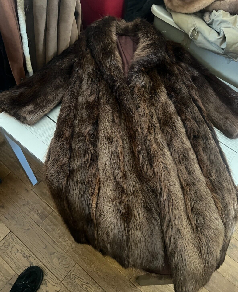 Vintage Long Haired Beaver Fur Overcoat 45" Long, 23" Sleeve, 19 ...