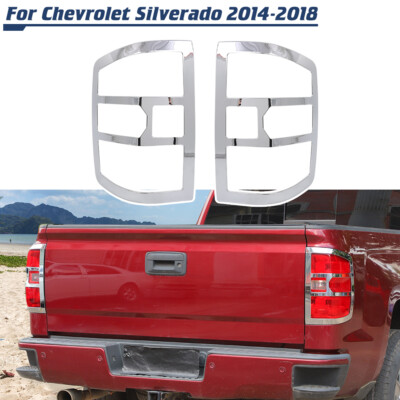 Chrome Rear Tail Light Cover Trim Lamp Bezels For Chevy Silverado 1500 ...