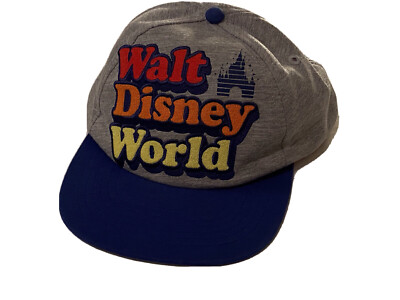 Disney Parks Walt Disney World Retro Logo Adult GRAY Cap Hat SnapBack ...