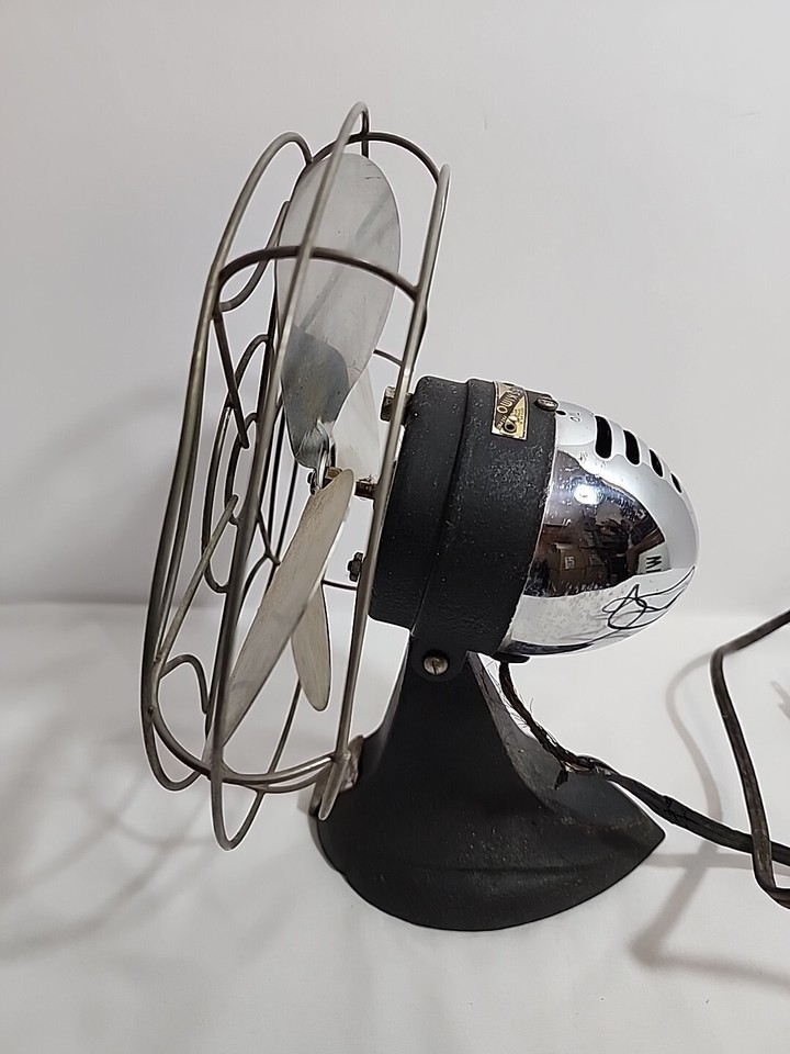 Vintage BERSTED Eskimo Black Chrome Metal Desk Table Fan 8” Model 1100J ...