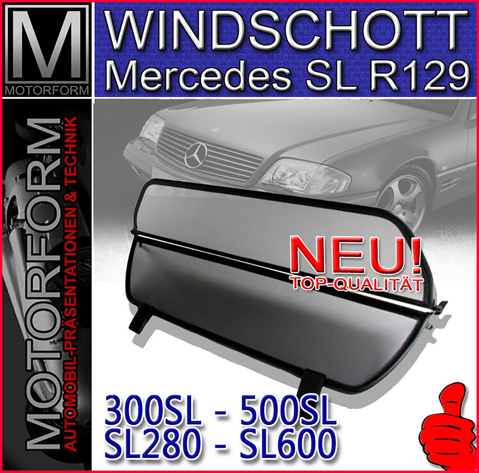 MERCEDES SL 129 R129 WINDSTOP WIND STOP DEFLECTOR WINDSHIELD 500SL ...