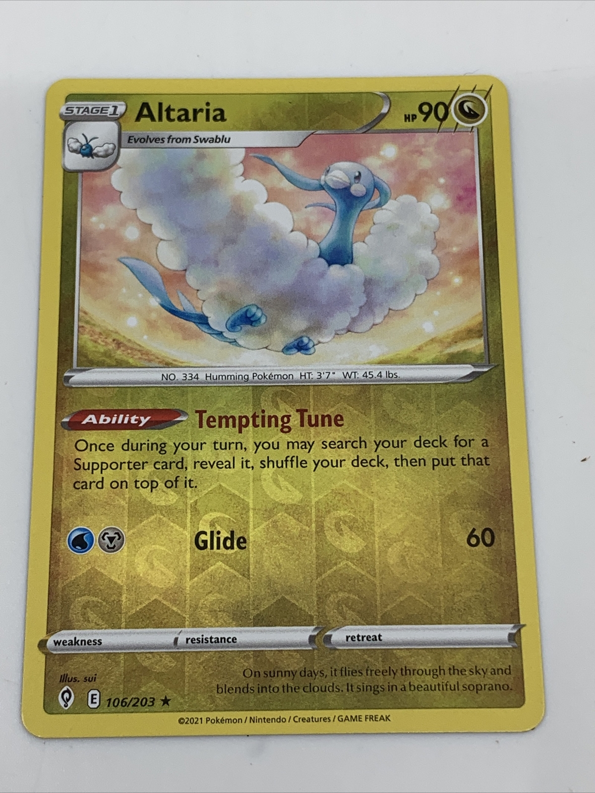 Pokemon 2021 Altaria Reverse Holo Rare 106/203 Evolving Skies | eBay