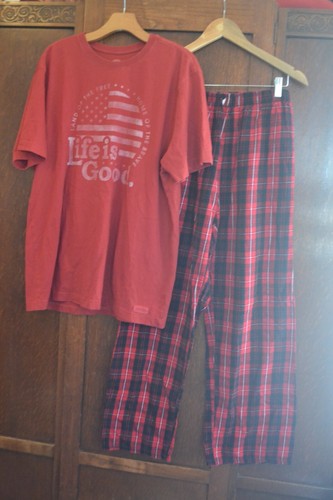 RED SHORT SLEEVE FLANNEL LOUNGE OUTFIT BY LIFE IS GOOD, BOXERCRAFT ~ M ...