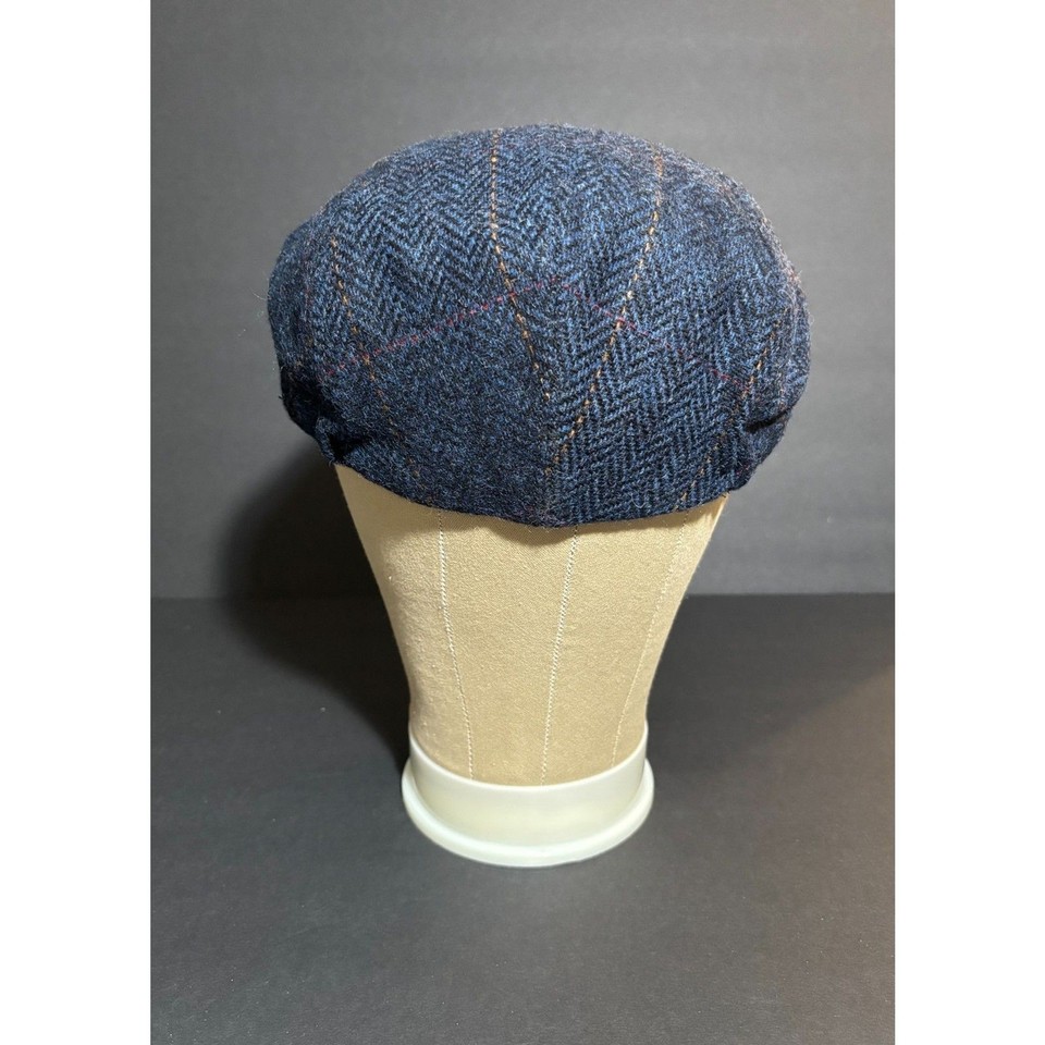 Mucros Weavers Kerry Cap Blue Herringbone Tweed Flat Cap Small S Made ...