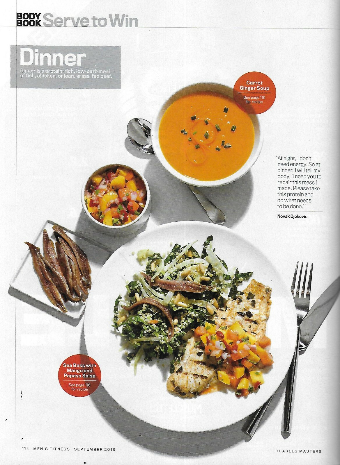 Men's Fitness Novak Djokovic Magazine Flat Belly Foods Muscle Protein ...