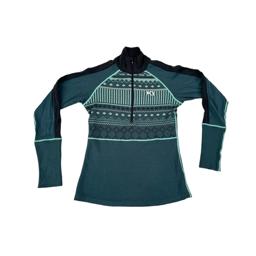 Karii Traa Wool Blend Blue Teal 1/2 Zip Base layer Pullover Womens ...