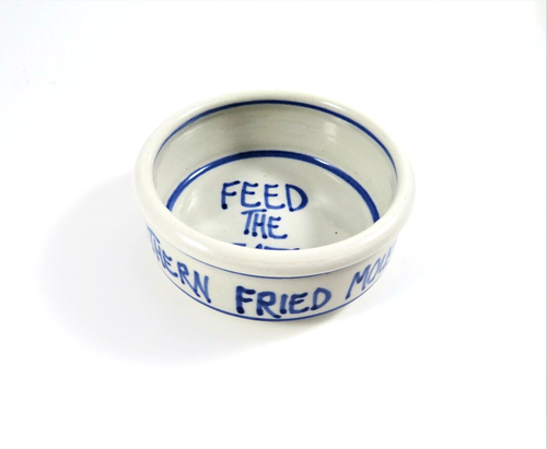 Handmade Ceramic Cat Kitten Food Bowl Southern Fried Mouse Feed The Cat ...