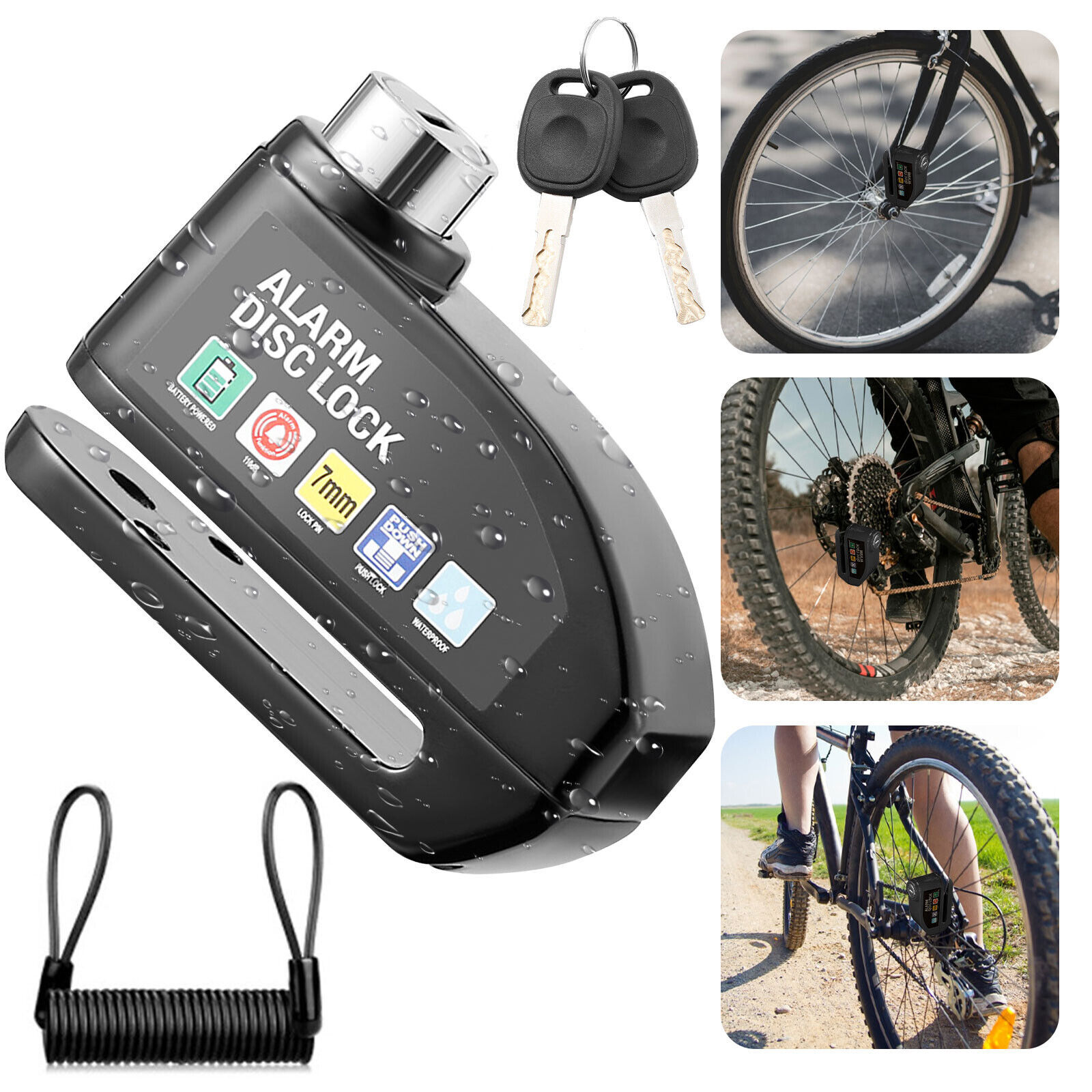 Disc Brake Lock Motorcycle Alarm Sound Anti-Theft Bike Motorcycle Wheel ...