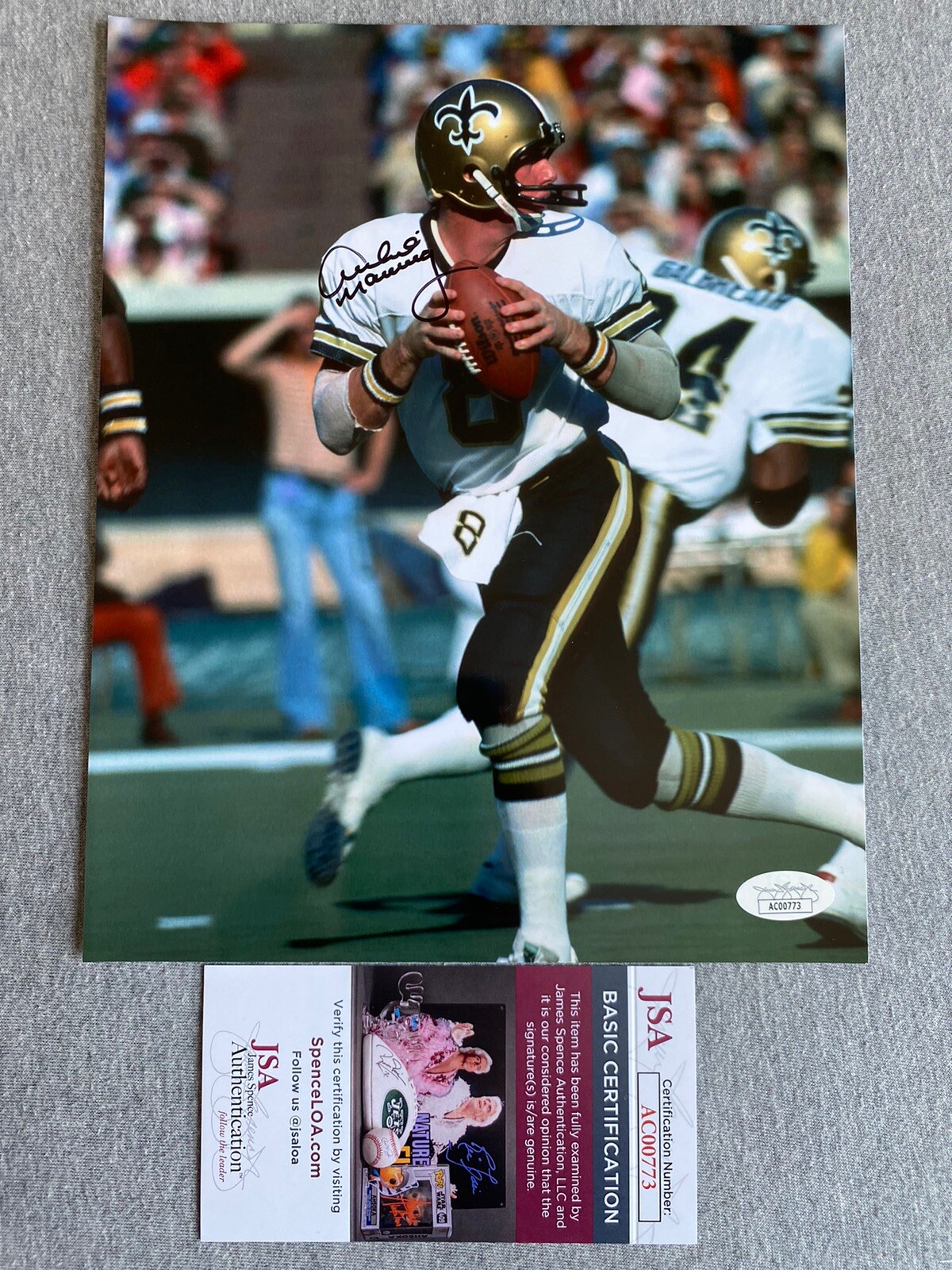 NEW ORLEANS SAINTS- ARCHIE MANNING AUTOGRAPH 8x10 ACTION PHOTO JSA ...