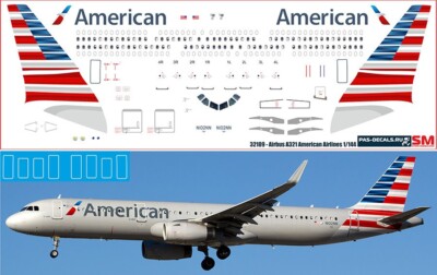 PAS-Decals 1/144 Airbus A321 - American Airlines - Laser Decal | eBay