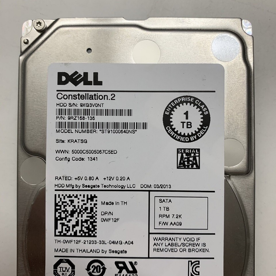 NEW Dell 09KW4J 9KW4J ST91000640NS 1TB 7.2K 6G 2.5" SATA 9RZ168 HARD ...