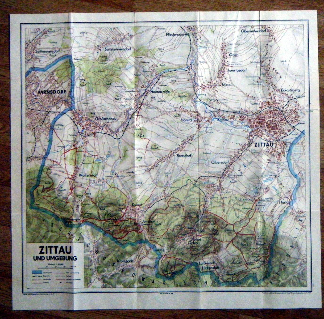 große Karte Wanderkarte Zittau und Umgebung Zittauer Gebirge Hainewalde ...