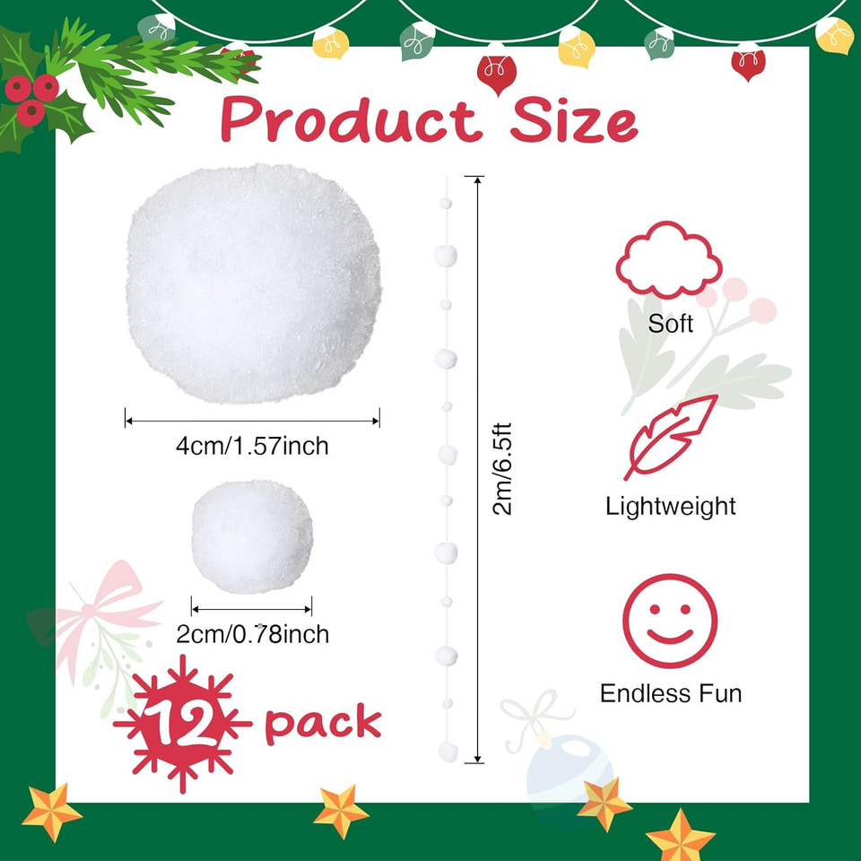 12 Set Winter Fake Snow Christmas Party Hanging Decorations, Artificial ...