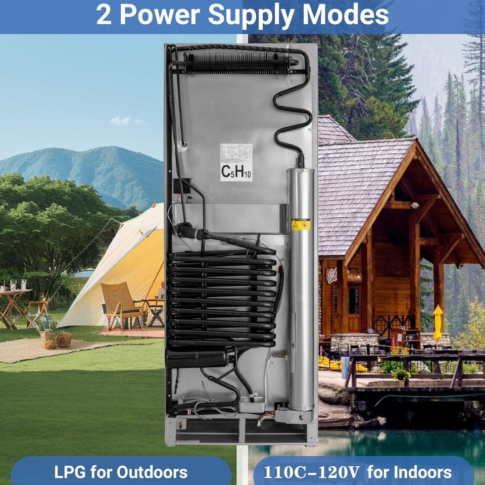 10 cu ft 2 Way Fridge Propane Refrigerator Freezer Fridge Off-grid ...