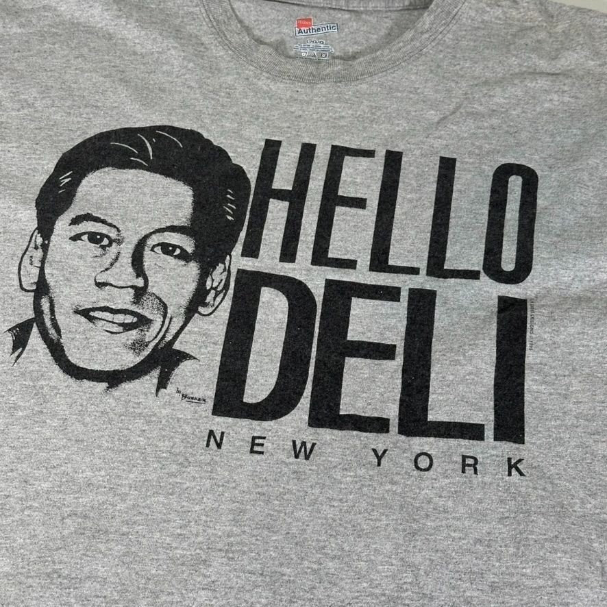 HELLO DELI New York T Shirt Gray Crew Neck Rupert Jee David Letterman ...