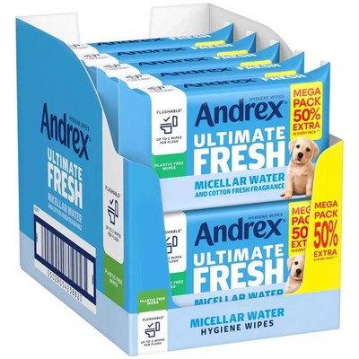 Andrex Washlets Ultimate Fresh Flushable Toilet Tissue Soothing 56-560 ...