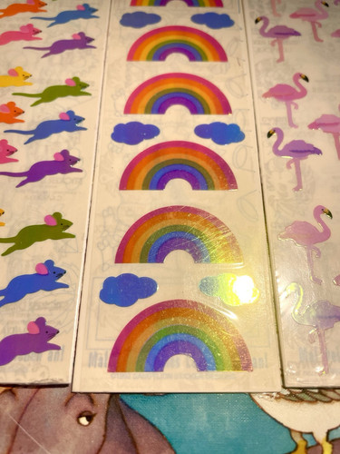 Sandylion Iridescent Pearly Mice, Rainbows & Flamingos Stickers - Vintage | eBay