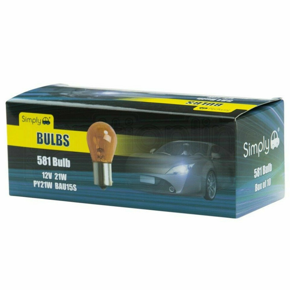Indicator Car Bulbs Box of 10 X 12v Py21w Amber Orange Bau15s off Set ...