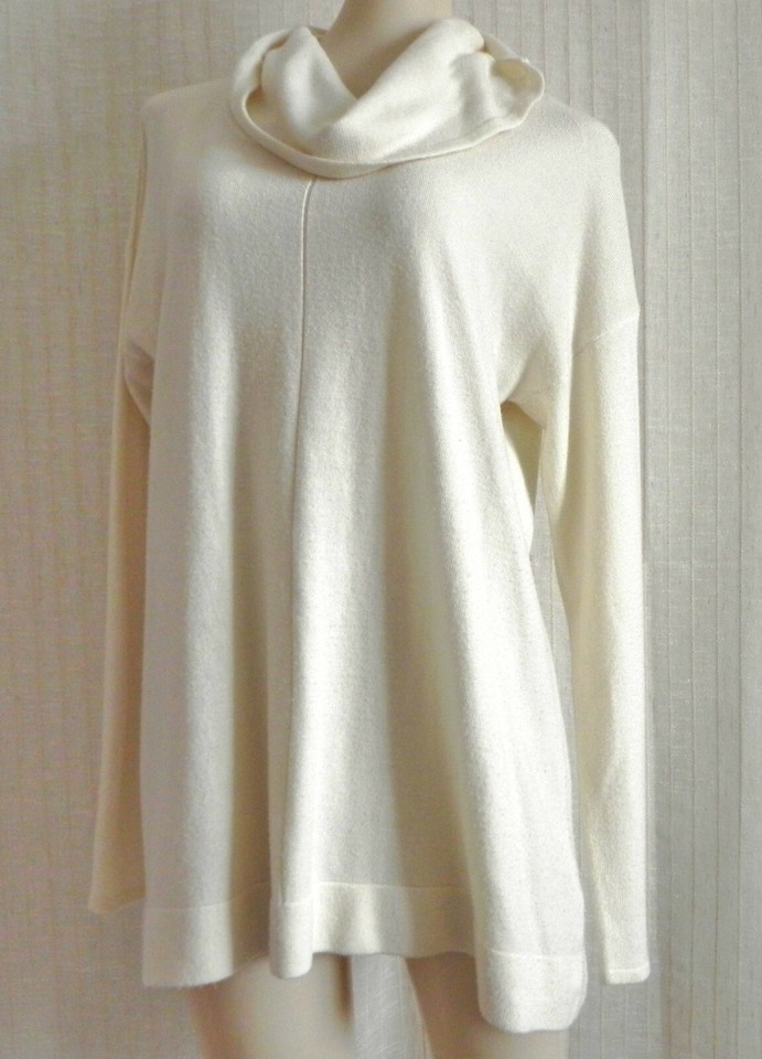 Debbie Morgan Tunic Sweater Ivory Acrylic Long Sleeve A-Lined Size M | eBay