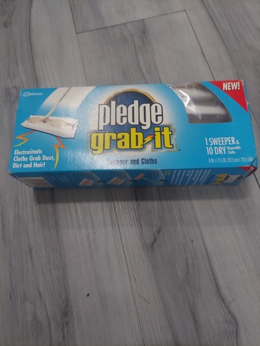 PLEDGE GRAB-IT SWEEPER & 10 Dry Cleaning Cloths NOS Vintage Floor Walls ...