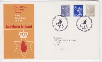 GB ROYAL MAIL FDC FIRST DAY COVER 1983 N. IRELAND MACHIN DEFINITIVES ...