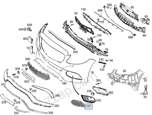 OEM MERCEDES-BENZ C-CLASS W205 FRONT BUMPER LEFT GRILLE A2058851523 ...