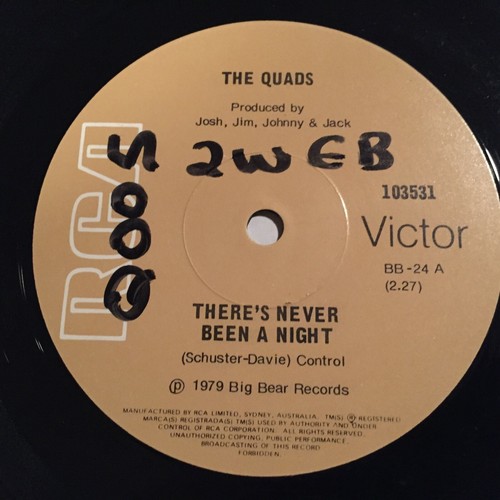 THE QUADS...THERE'S NEVER BEEN A NIGHT - - 1979 Australian RCA 7" 45 ...
