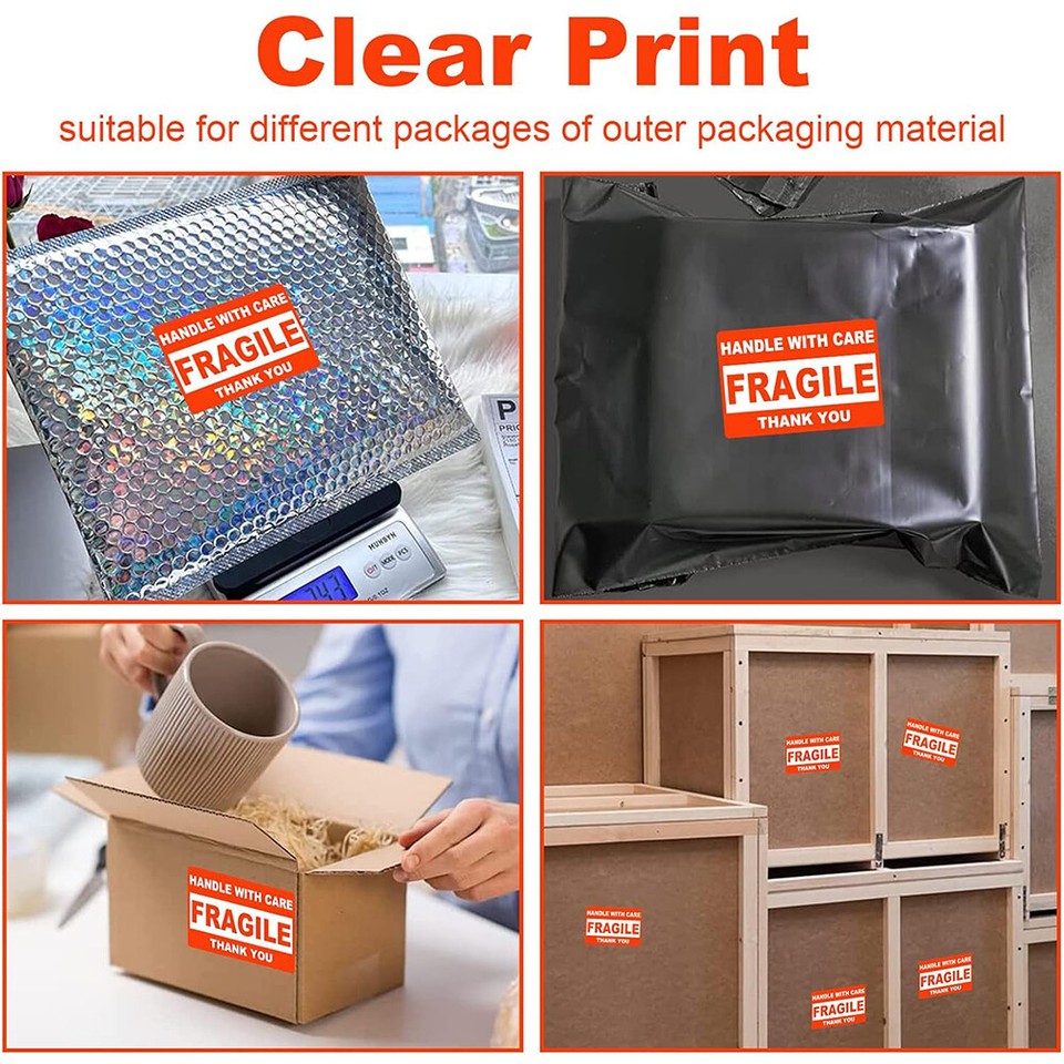 Fragile Stickers 2x3 3x5 Fragile Label Sticker Handle With Care Mailing ...