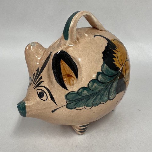 Mexican Pottery Pig Piggy Coin Bank Flowers Hand Painted Vintage - CHIP ...