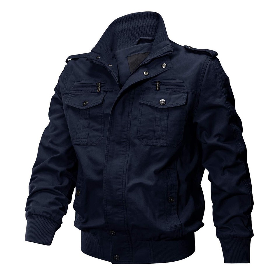 Tacvasen Tactical Mens Cargo Jacket Cotton Coat Winter Casual Work ...