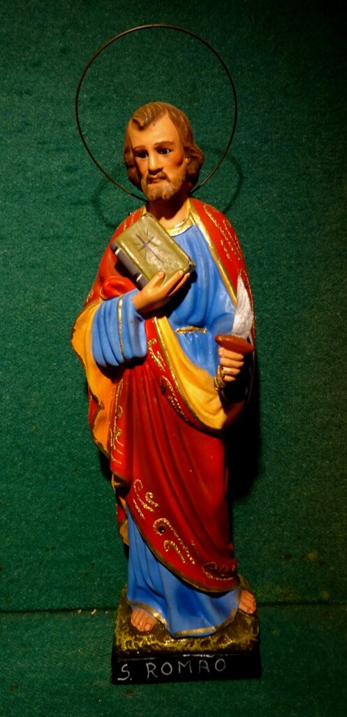 ST ROMANUS OF CAESAREA OR OF ANTIOCH Vtg 255mm CHALKWARE FIGURE STATUE ...