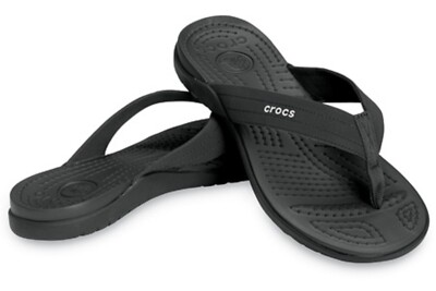 Crocs CRETE Flip Flops Mens M10/W12 Black/black Rubber Sandals | eBay