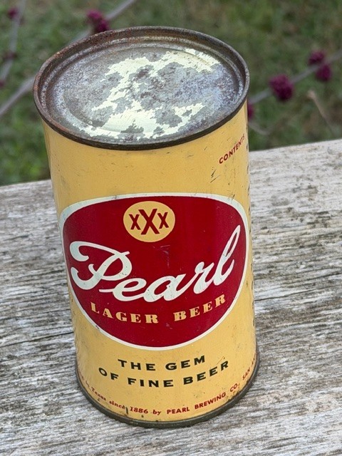 VINTAGE PEARL LAGER FLAT TOP BEER CAN OPEN FROM BOTTOM EMPTY | eBay