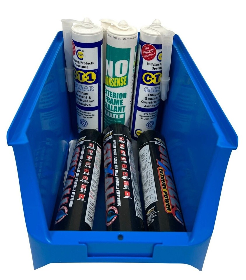 Hanging stacking plastic parts storage lin bins boxes garage workshop ...