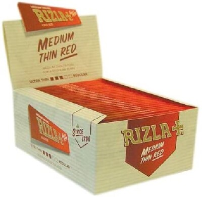 RIZLA RED KING SIZE ROLLING PAPERS 50 BOOKLETS UK MEDIUM THIN LARGE ...