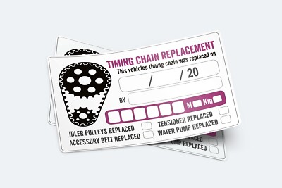 100 x Timing Chain Replacement Stickers - 76mm x 51mm - Service - MOT ...