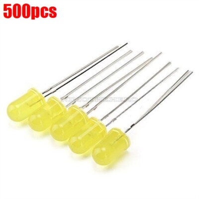 500Pcs Super Bright Diffused Bulb Lamp Ne Led F5 5Mm Yellow Color ...