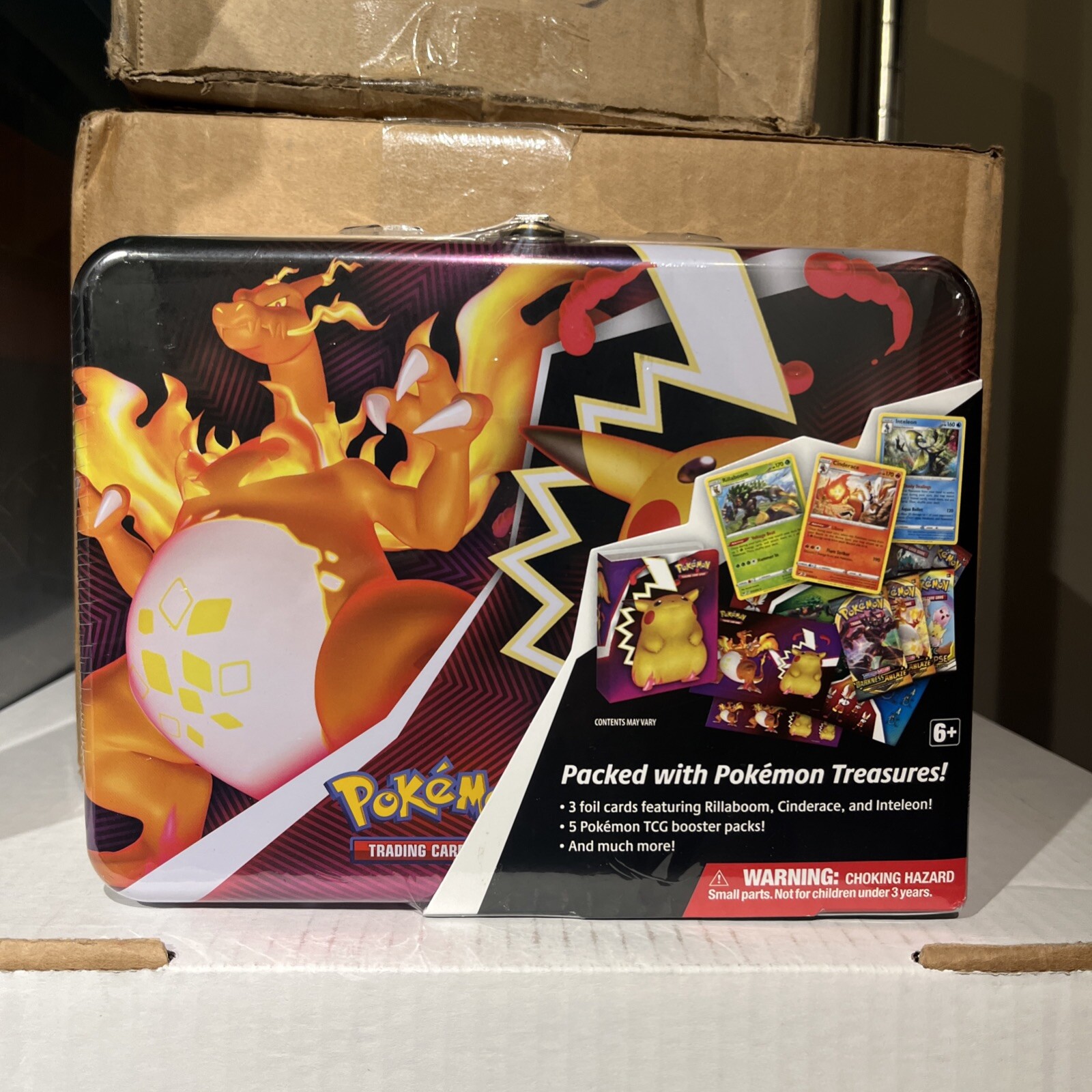 2020 Pokemon TCG Fall Charizard Collectors Treasure Chest Lunch Box Tin ...