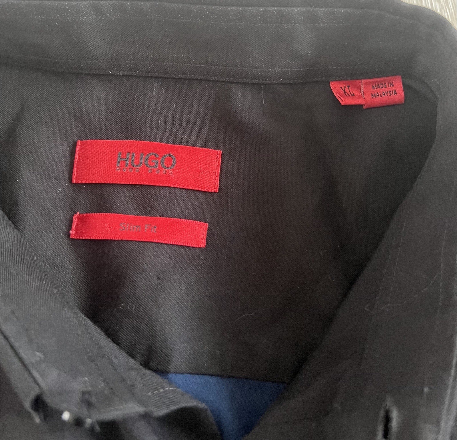 Hugo Boss Retro Color Block Long Sleeve Dress Shirt XL Slim Fit Black ...