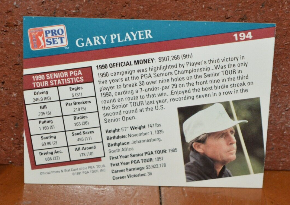 GREAT LOOKING PICTURE ON PRO SET GOLF TRADING CARD GARY PLAYER | eBay