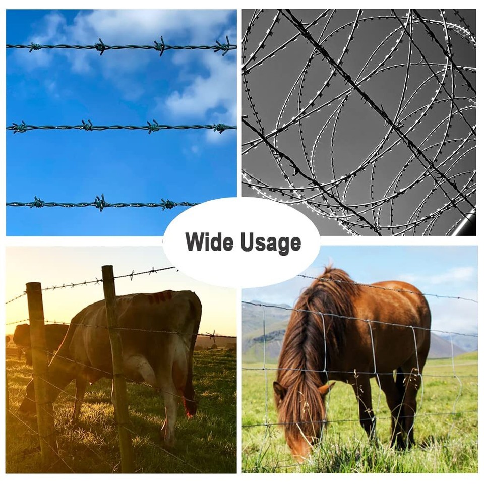 4 Point Barbed Wire, 18 Gauge Real Barb Wire Roll 40 Feet Barbwire for ...