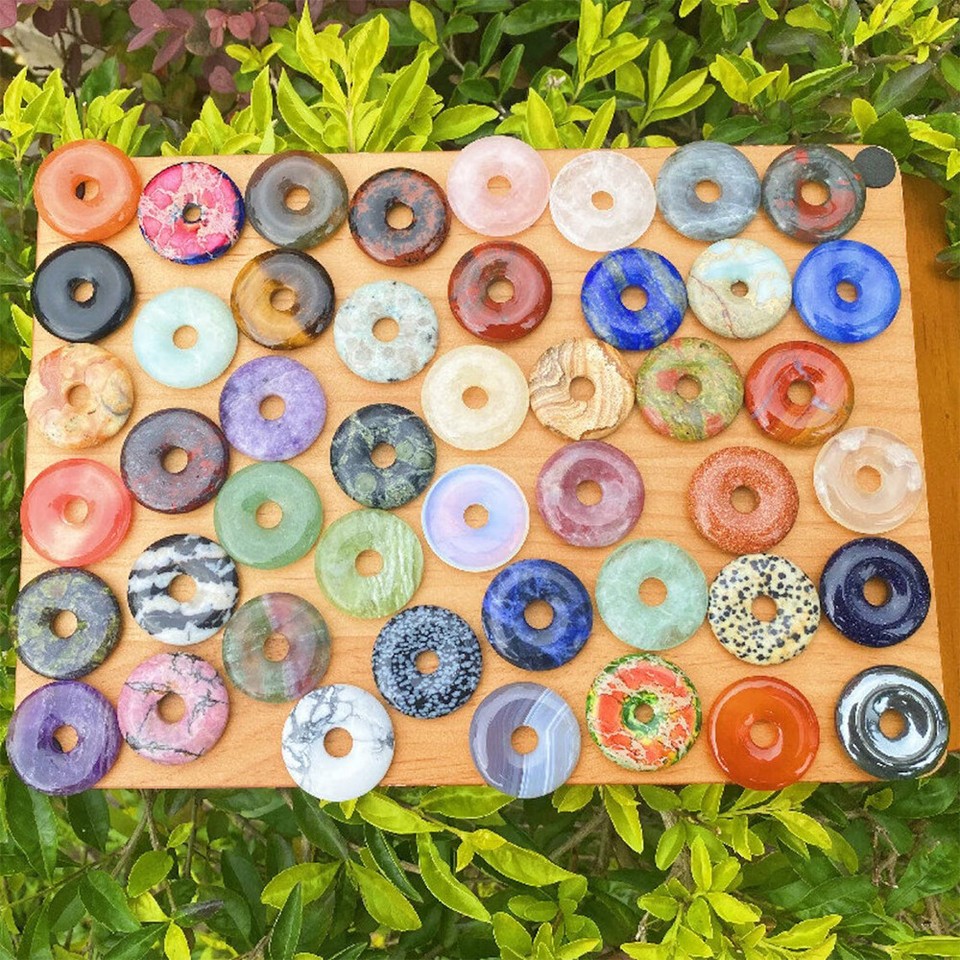 30mm Healing Crystal Peace Donut Beads Lucky Circle Donut Pendant ...