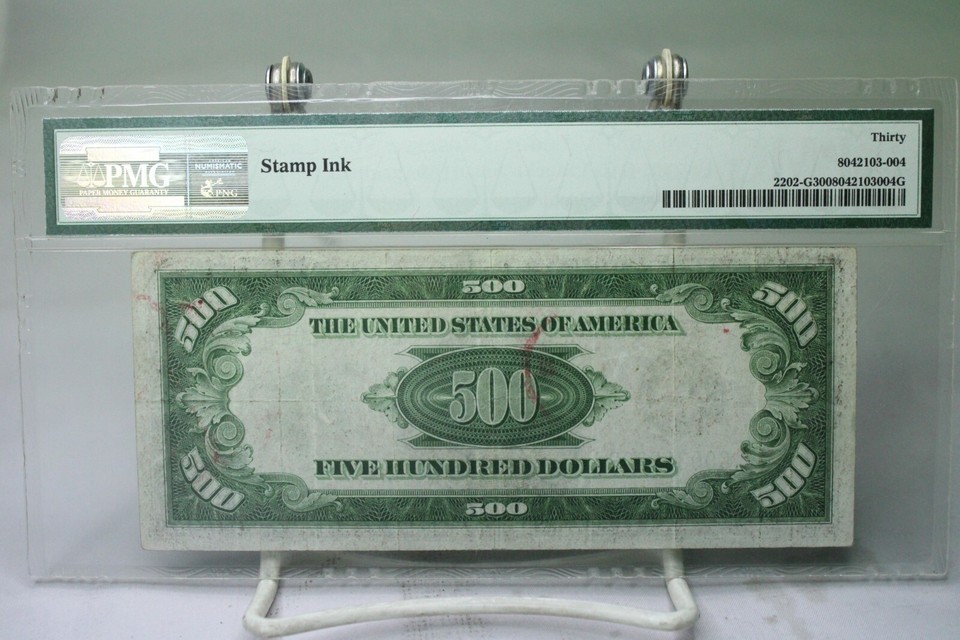 1934A $500 Federal Reserve Note Chicago Fr.2202 PMG 30 Stamp Ink #8306 ...