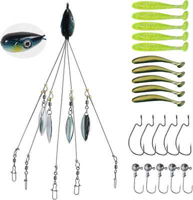 21Pcs 5 Arms Alabama Umbrella Rig for Bass Striper Rig Fishing Lures ...