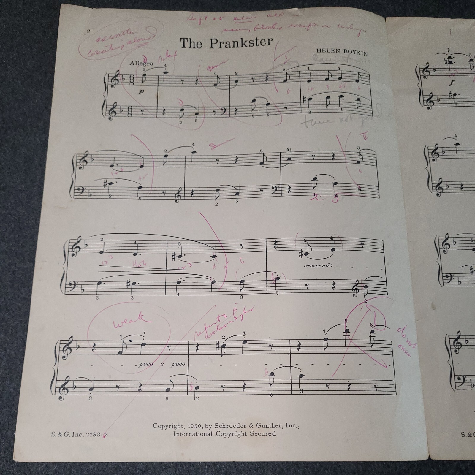 The Prankster Piano Solo By Helen Boykin Sheet Music 1950 Clown USA ...
