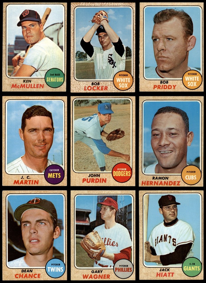 1968 Topps Baseball Near Complete Set / Lot 6.5 - EX/MT+ 7129539 | eBay