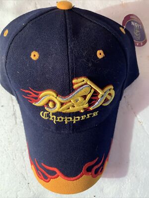 Choppers Baseball Hat Truckers Cap Dark Blue With Flames Adjustable ...