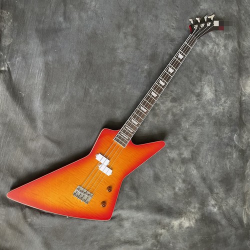 4 String Red Electric Bass Guitar 2 Pickup Mahoagny Body Solid Body ...