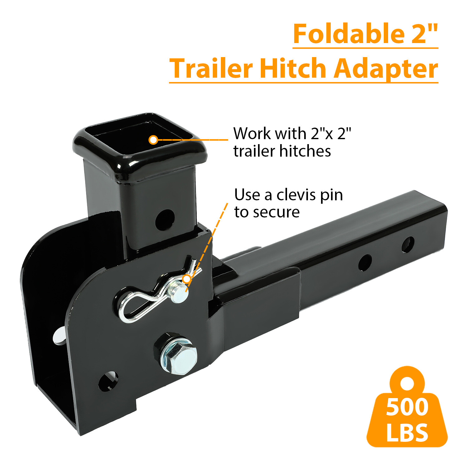 Foldable 2" Trailer Hitch Shank Mount Cargo Wheelchair Carrier Adapter ...